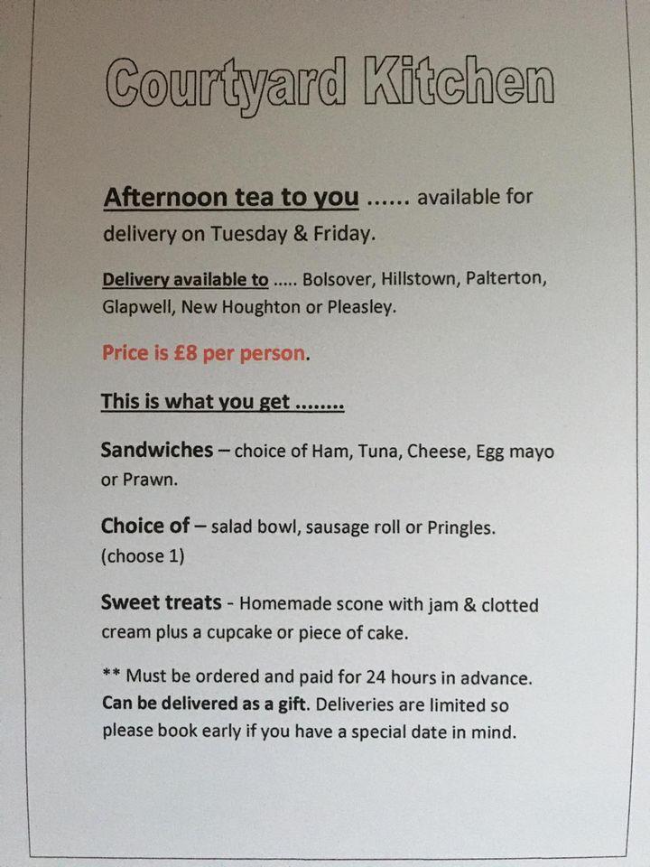 Menu at The Courtyard Bistro restaurant, Bolsover