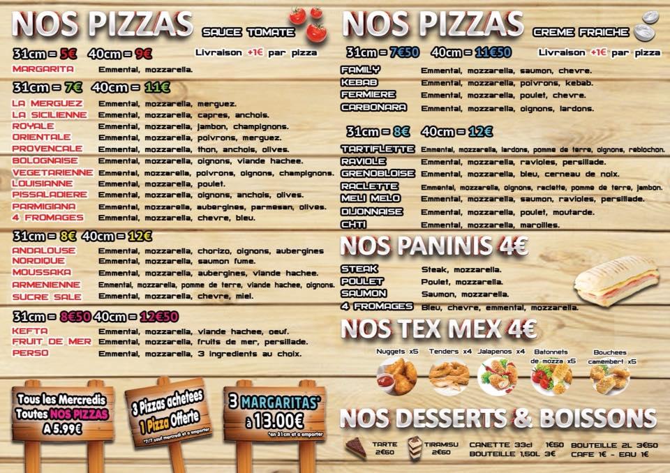 Menu at Family pizza pizzeria, Fontaine