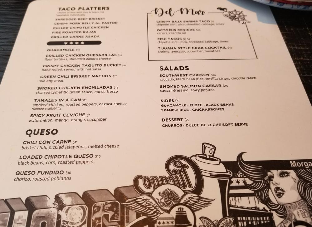 Menu at Federales pub & bar, Chicago
