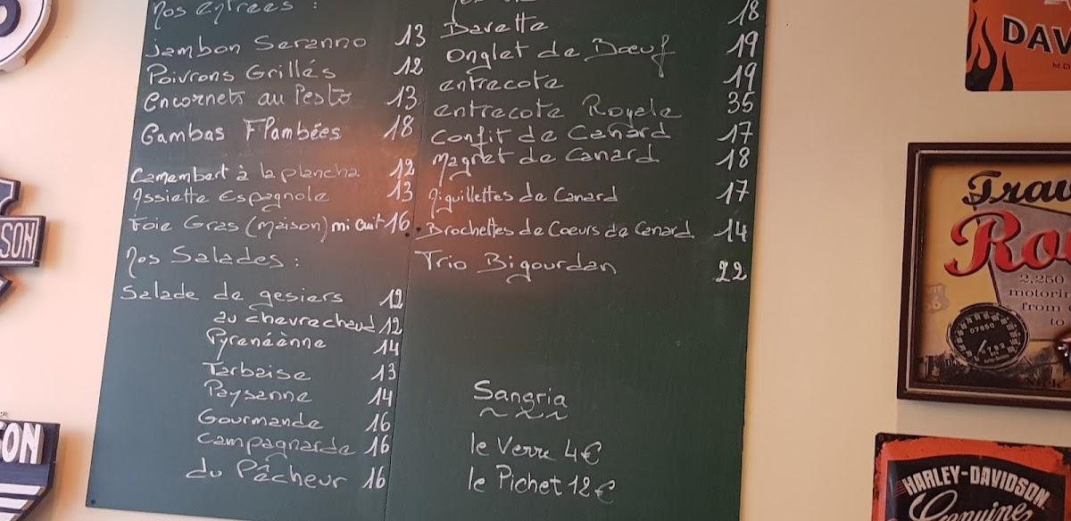 Menu au L'Authentique restaurant, Tarbes