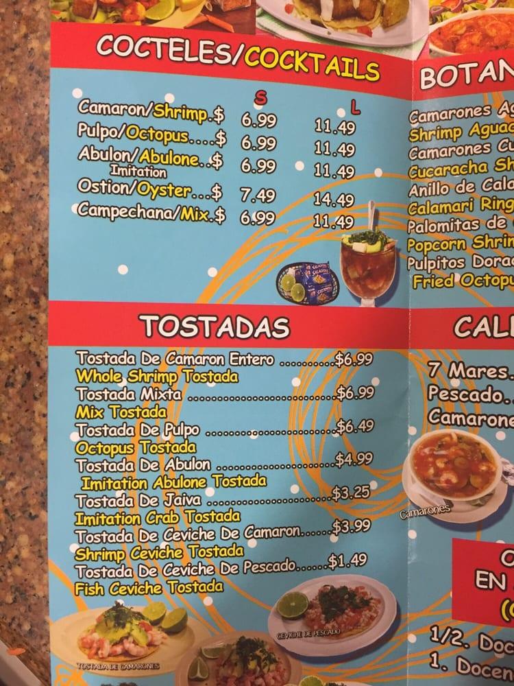 Menu at Mariscos Villa Del Mar restaurant, La Mirada