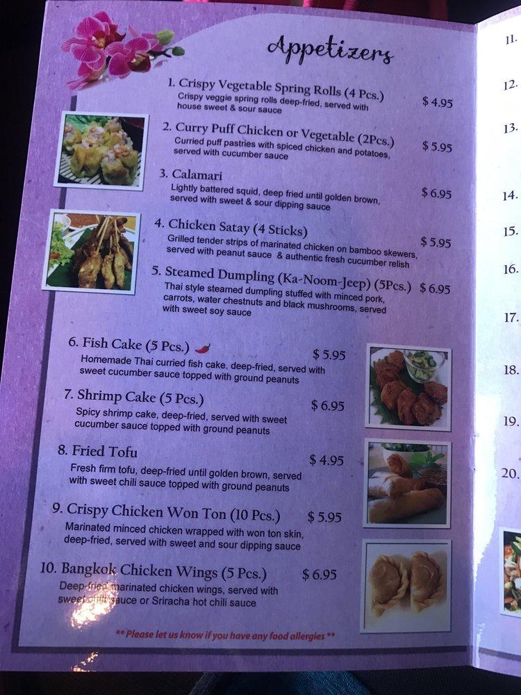 Menu at Nara Thai Cuisine restaurant, Aquia Harbour