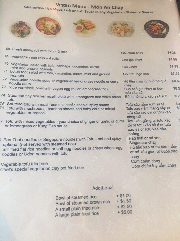 Menu at Phở Linh Vietnamese Grill restaurant, Albuquerque, Central Ave SE