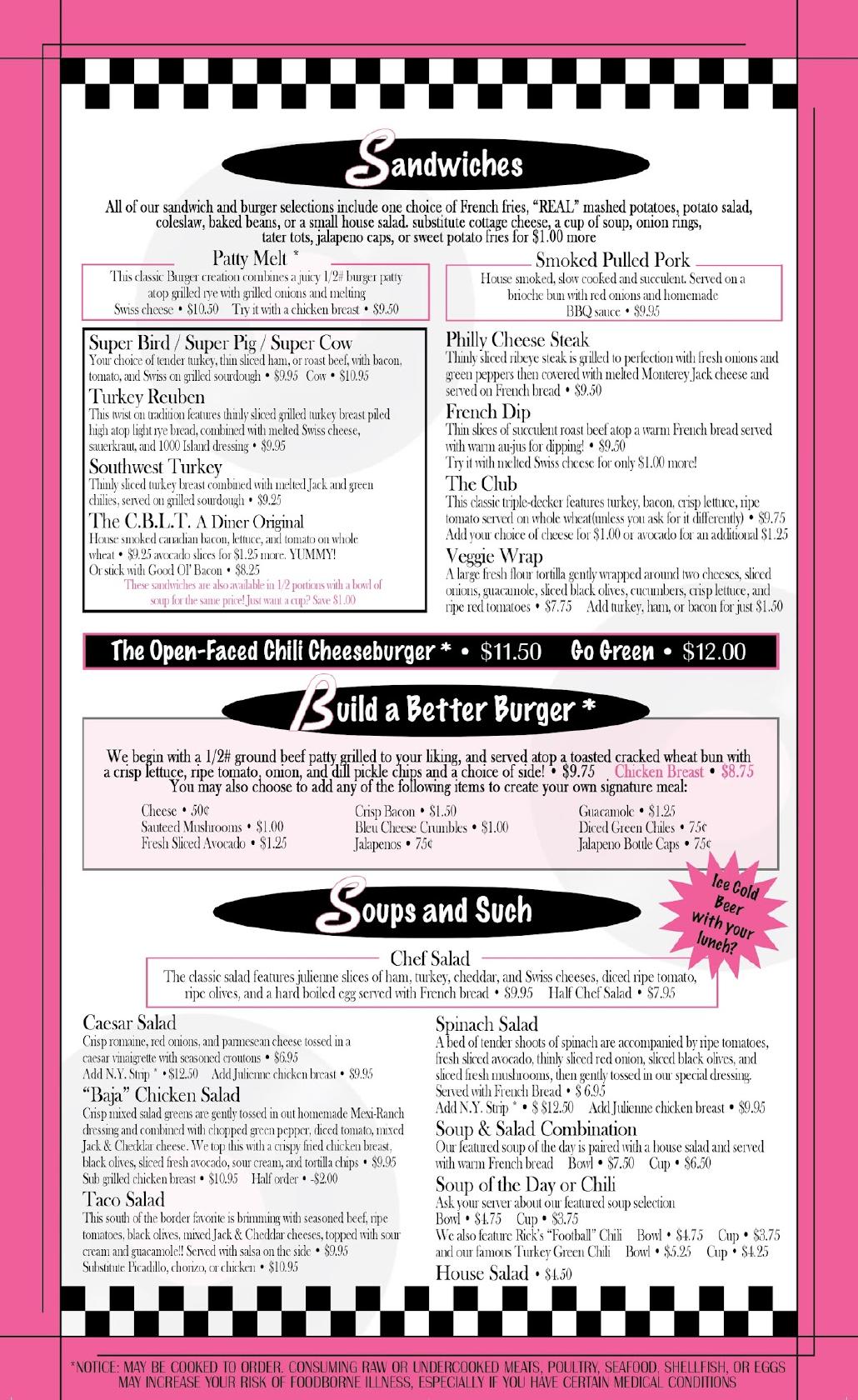 Menu at 19th Street Diner pub & bar, Glenwood Springs