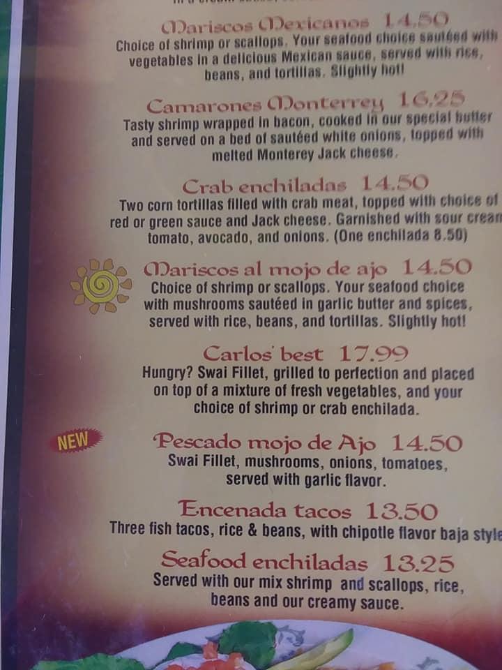 Menu at Guadalajara Grill restaurant, Jefferson