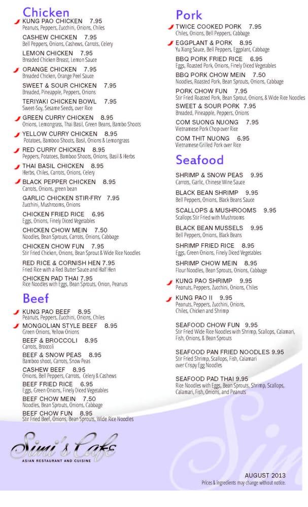 Menu at Simi's Cafe, Gilbert, E Baseline Rd #118