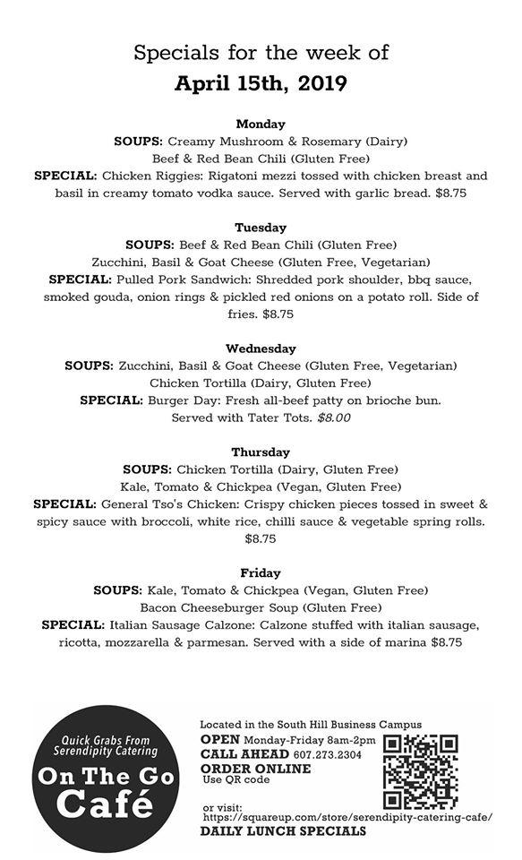 Menu at Cafe-On-The-Go, Ithaca