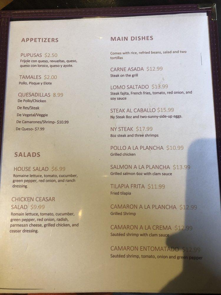 Menu at Flor Blanca Bakery and cafe, Lanham