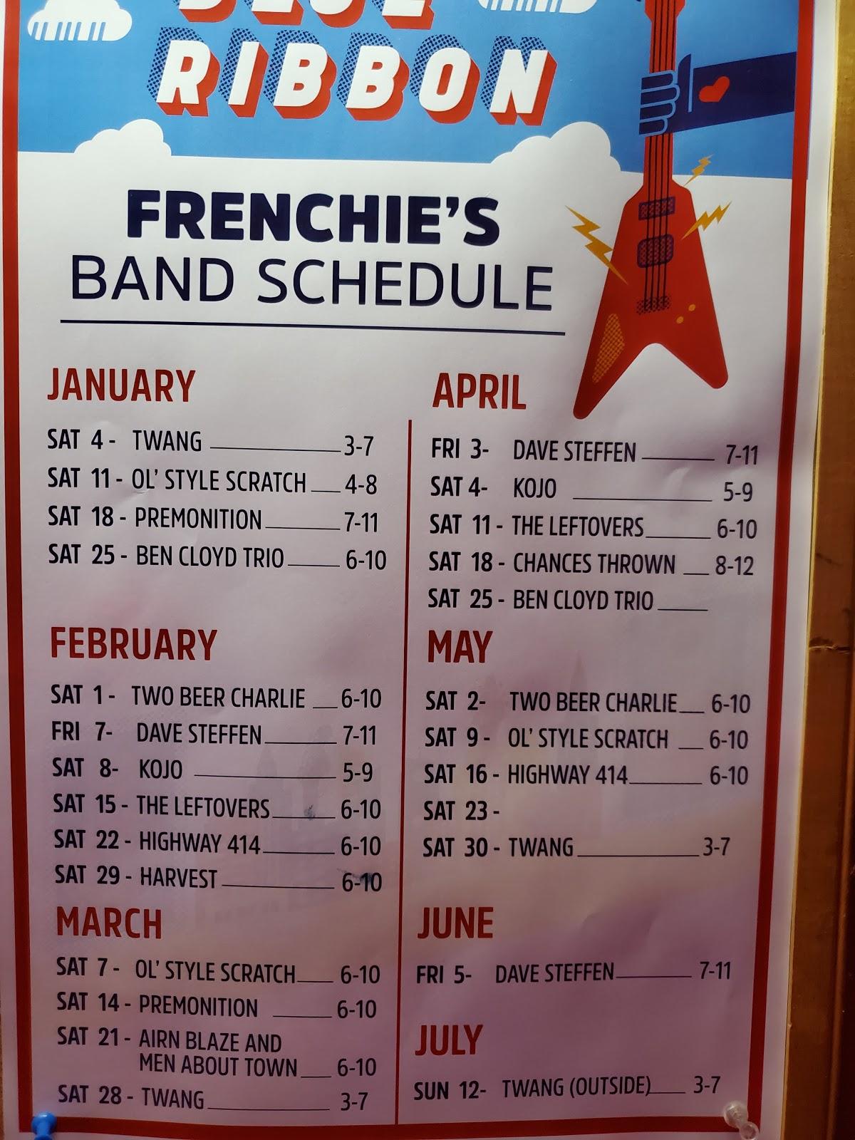 Menu at Frenchies Tavern pub & bar, Fond du Lac