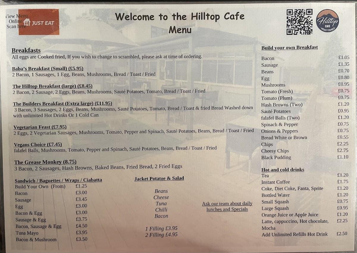 Menu at Hilltop Cafe and Stone Hill Bistro, Norwich