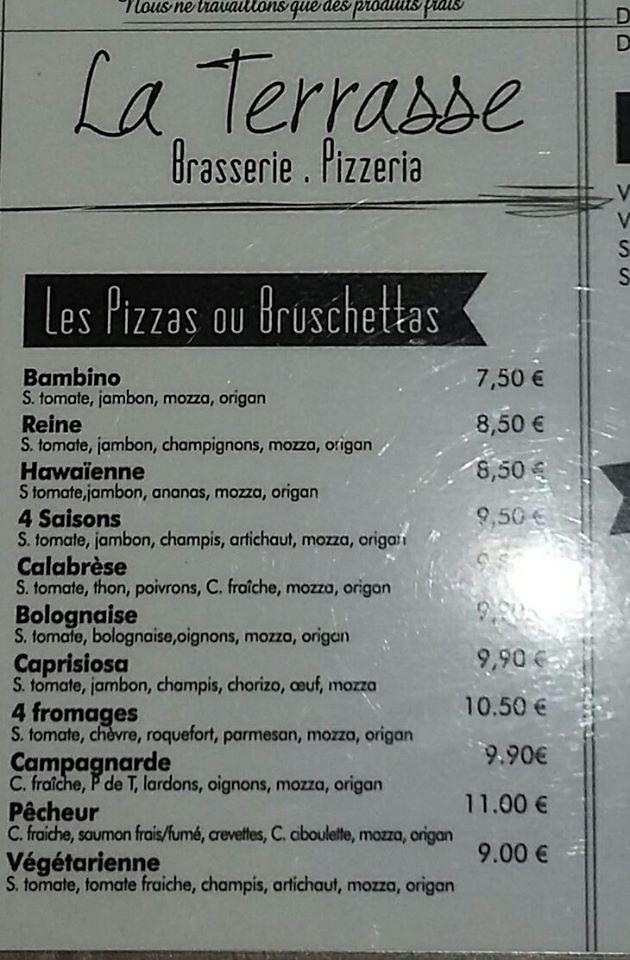 Menu au LA TERRASSE restaurant, Ploufragan