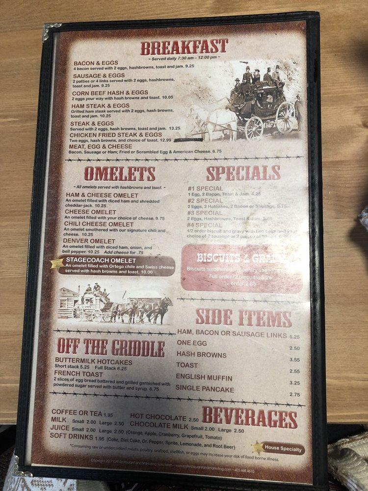 Menu at Stagecoach Inn pub & bar, Aguanga