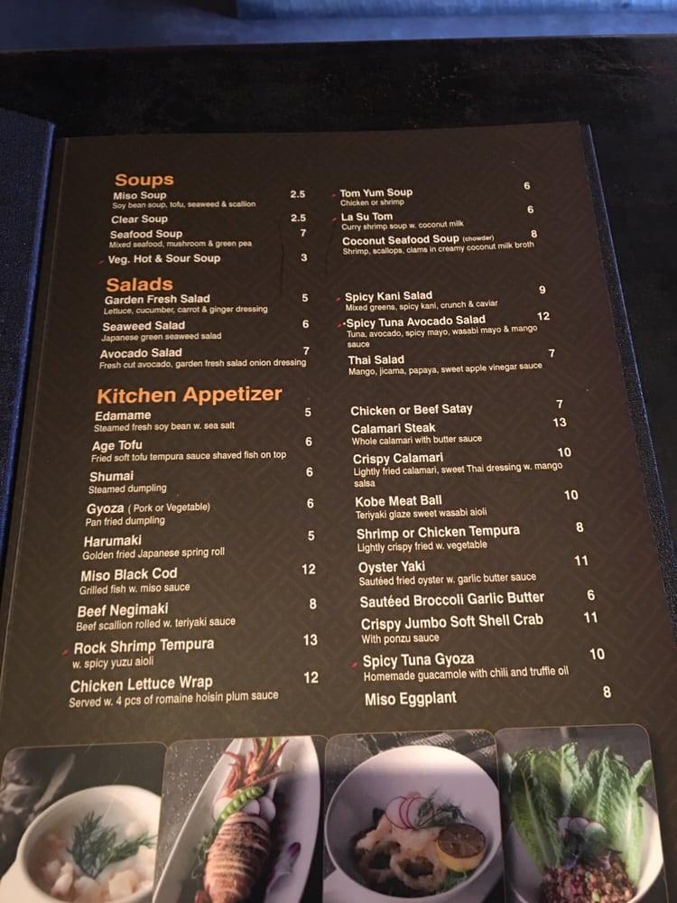 Menu at Aiko Asian Bistro restaurant, Melville