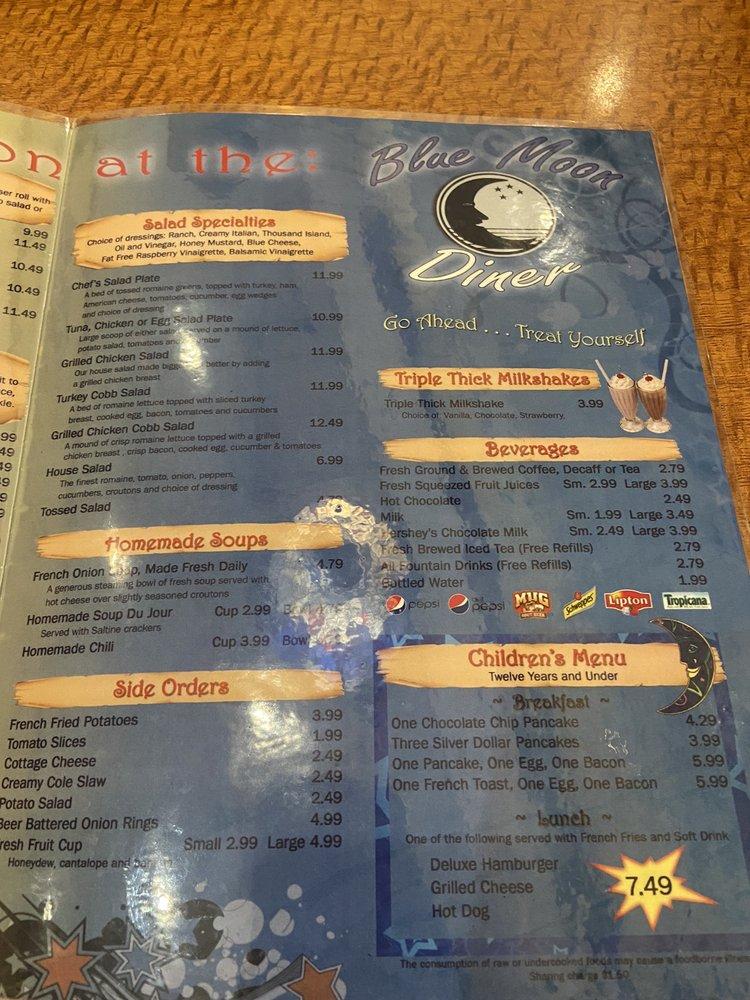 Menu at Blue Moon Diner restaurant, Palm Beach Gardens