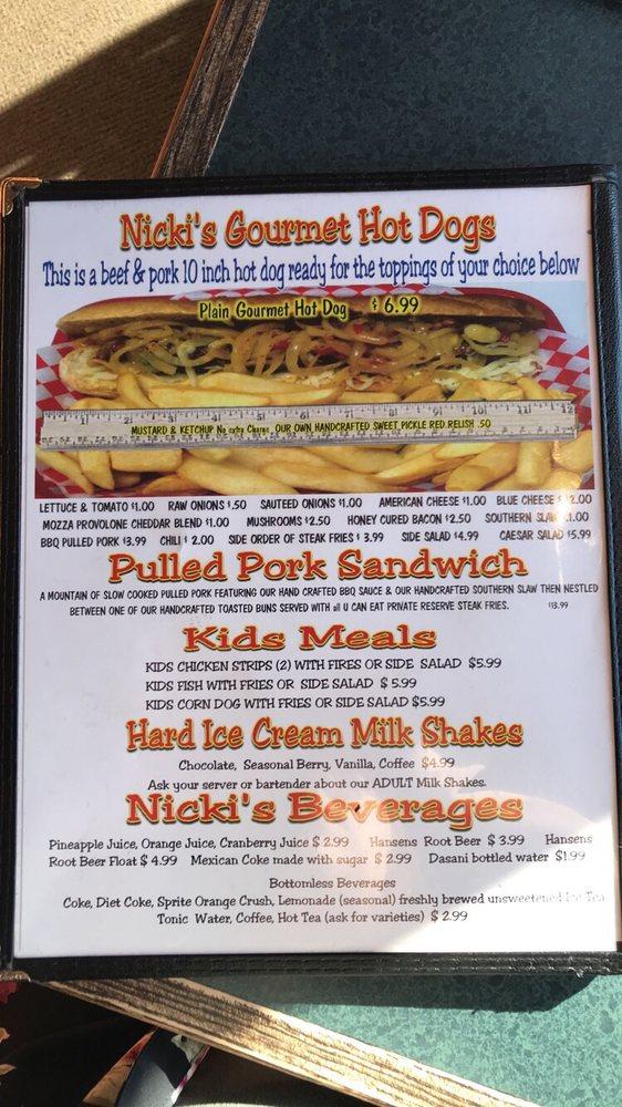 Menu at Nicki's Bella Marina restaurant, Bellingham