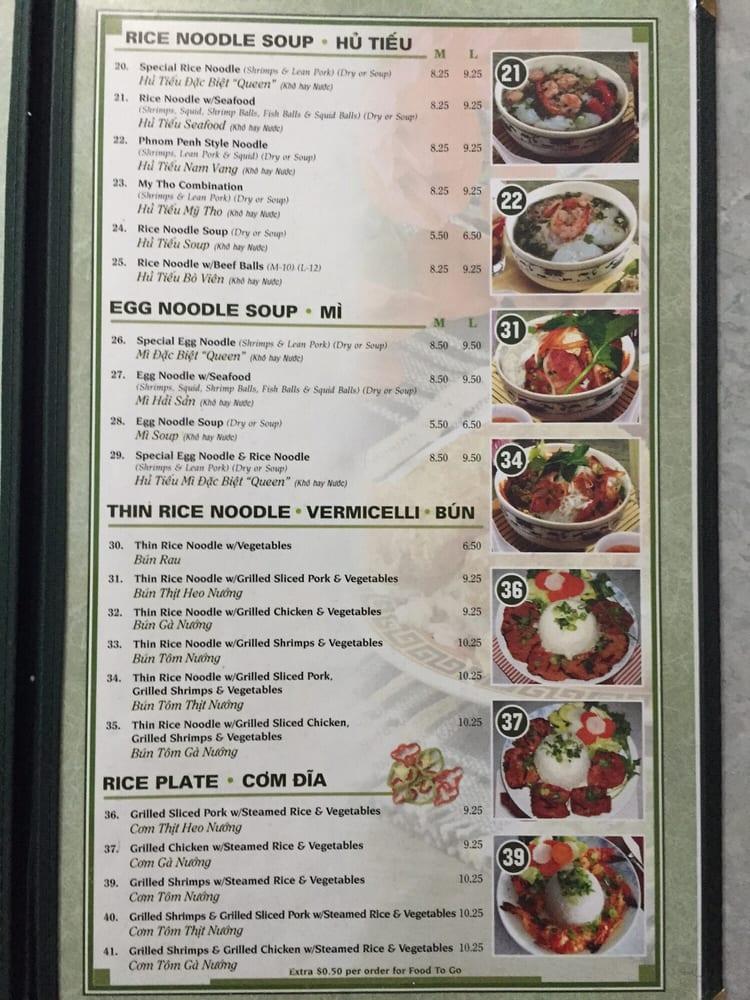 Menu at Phở Queen Noodle House restaurant, Sunnyvale