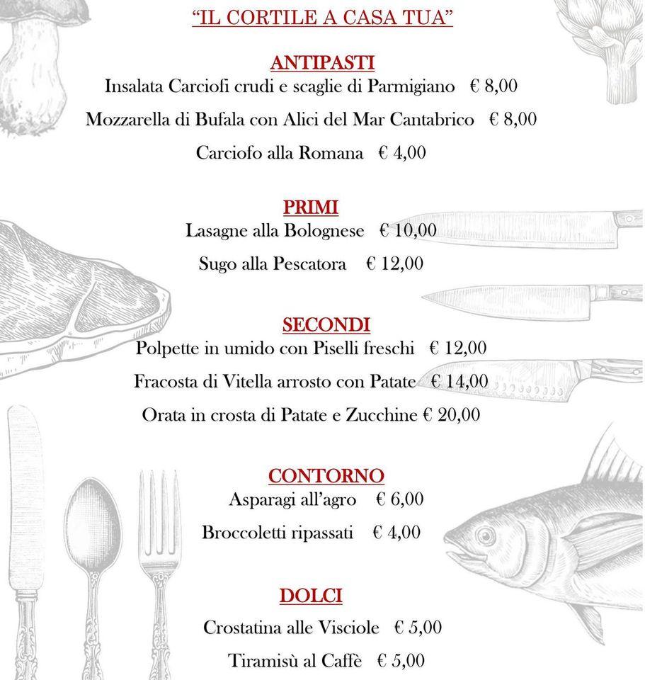 Menu da Ristorante Il Cortile dal 1929, Roma, Via Alberto Mario