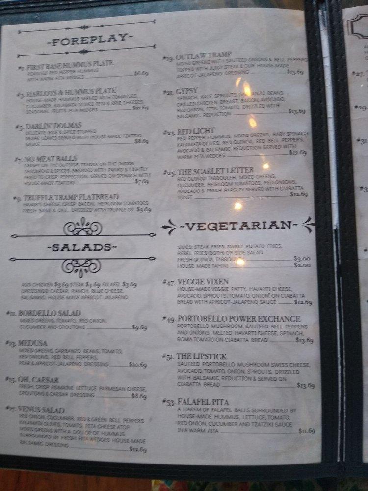 Menu at The Bordello of Jerome restaurant, Jerome