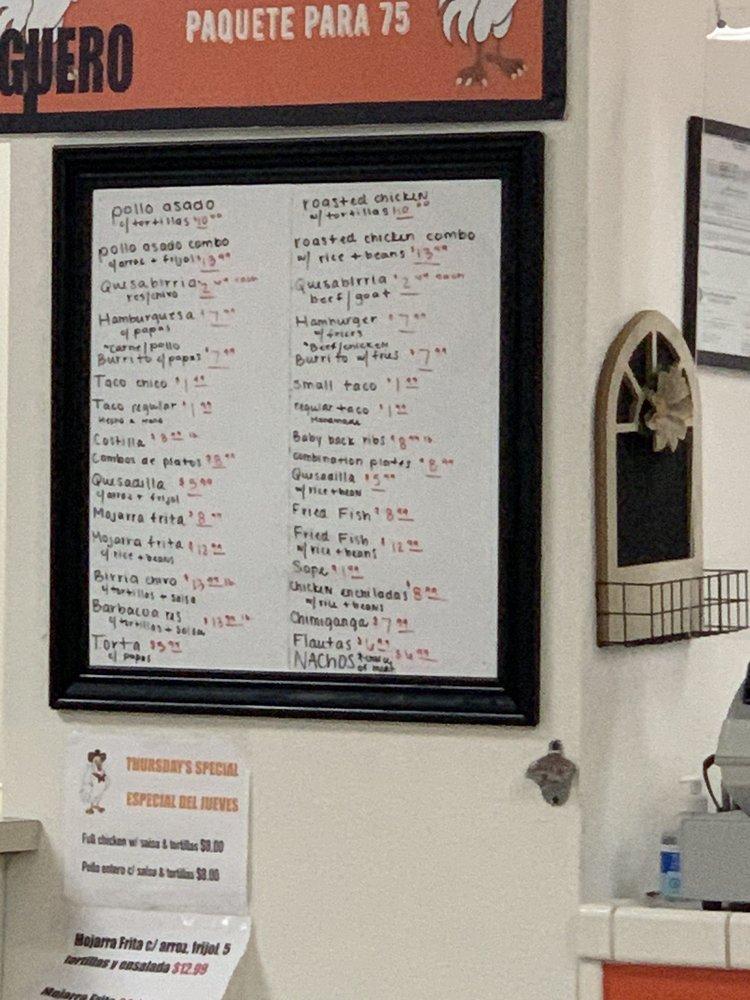 Menu at Birria Y Pollos El Guero BBQ, Porterville