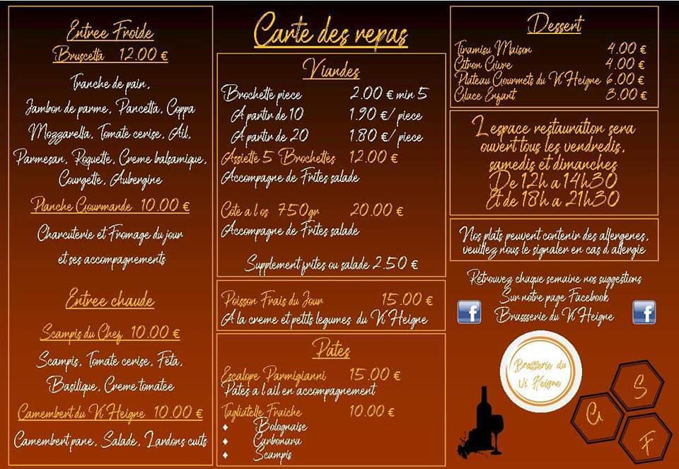 Menu au Brasserie du Vi Heigne, Charleroi, Pl. Jules Francq 1