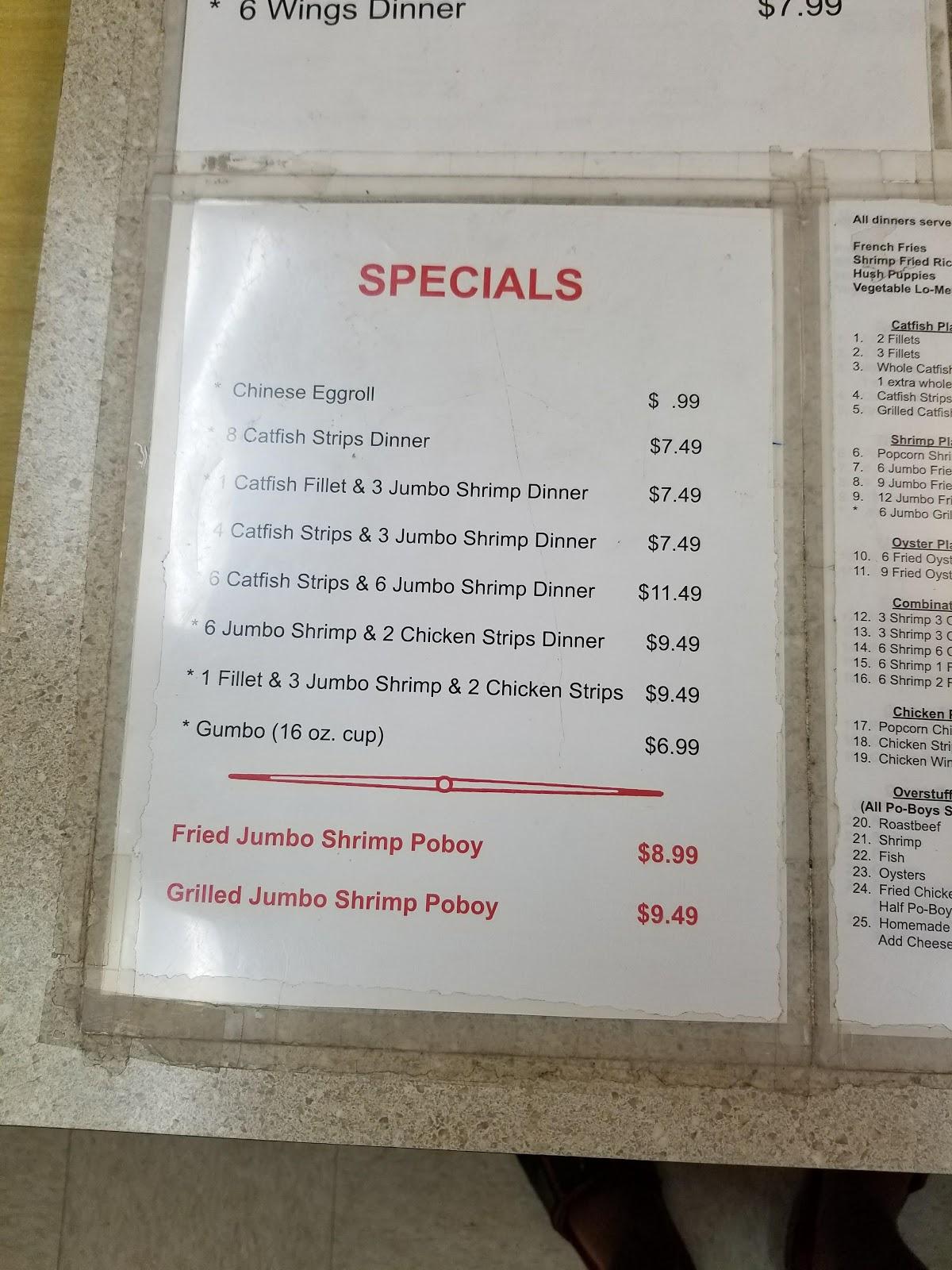 Menu at Golden Pier Seafood restaurant, West Monroe
