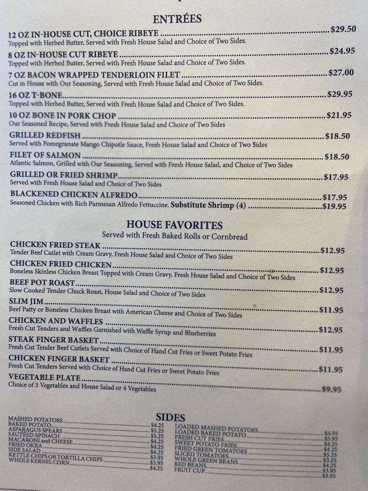 Menu at Greer's Ranch Cafe, Stephenville