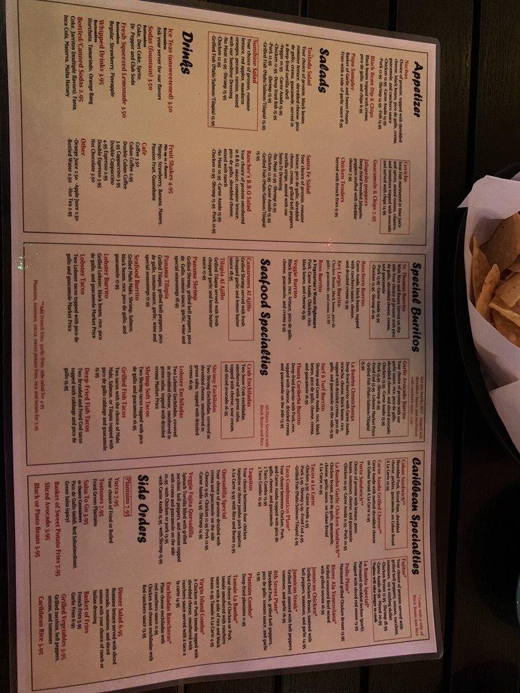 Menu at La Bamba Restaurant, Burbank