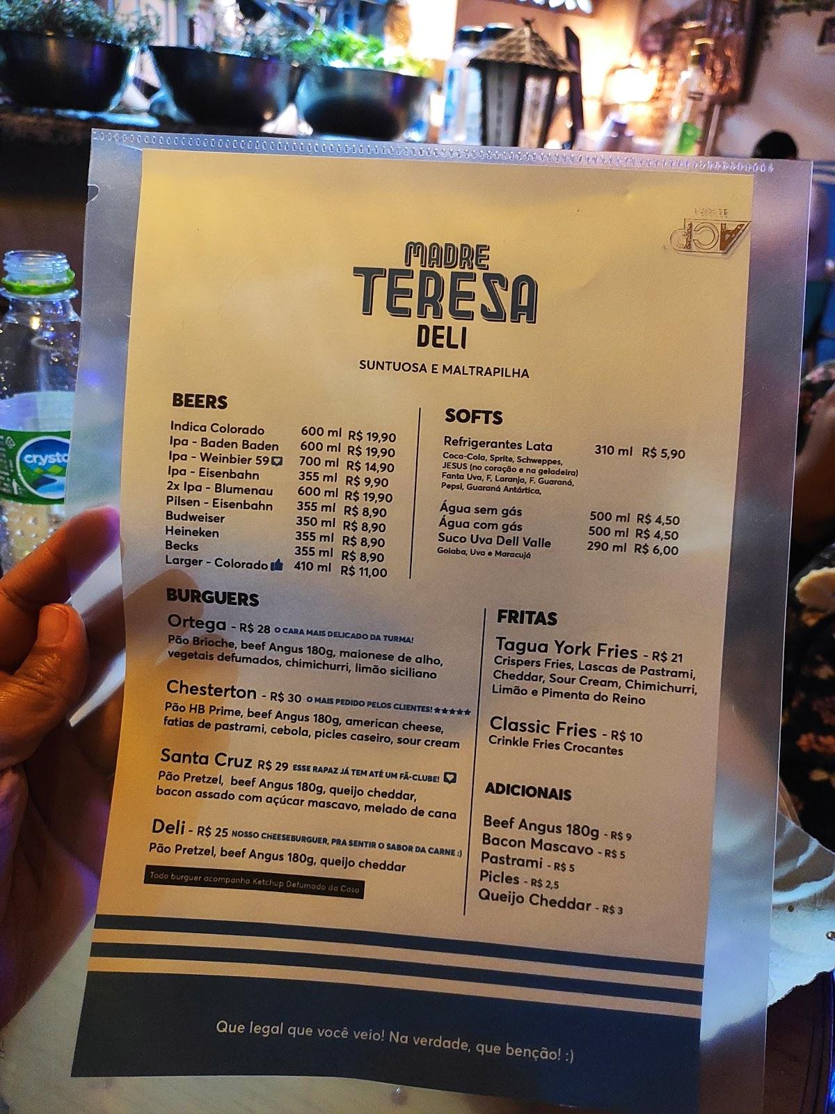 Menu em Madre Teresa Deli restaurante, Taguatinga