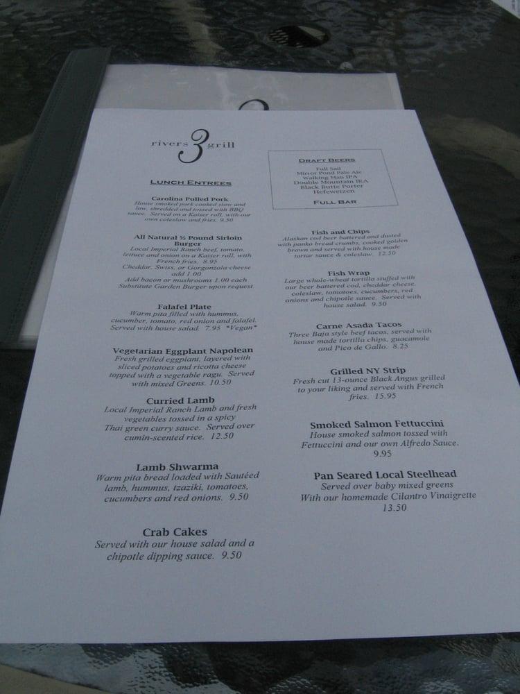 Carta del pub y bar 3 Rivers Grill, Hood River