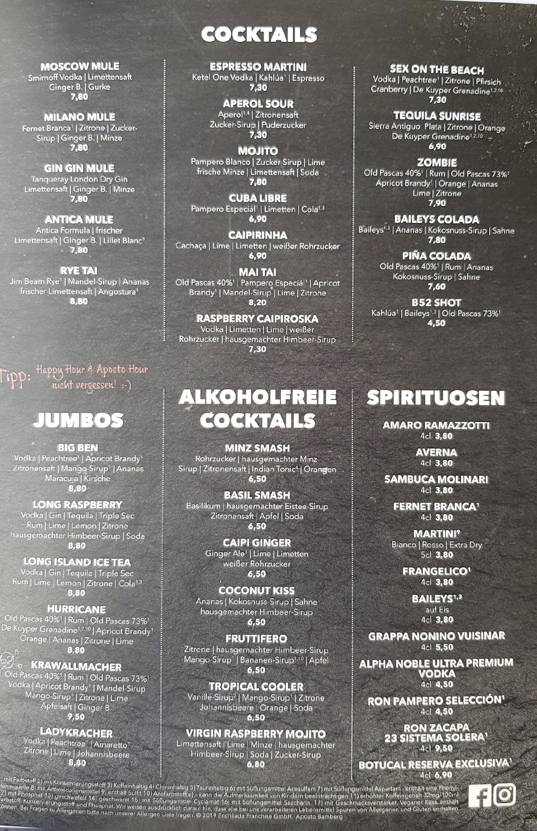 Speisekarte von Aposto restaurant, Bamberg