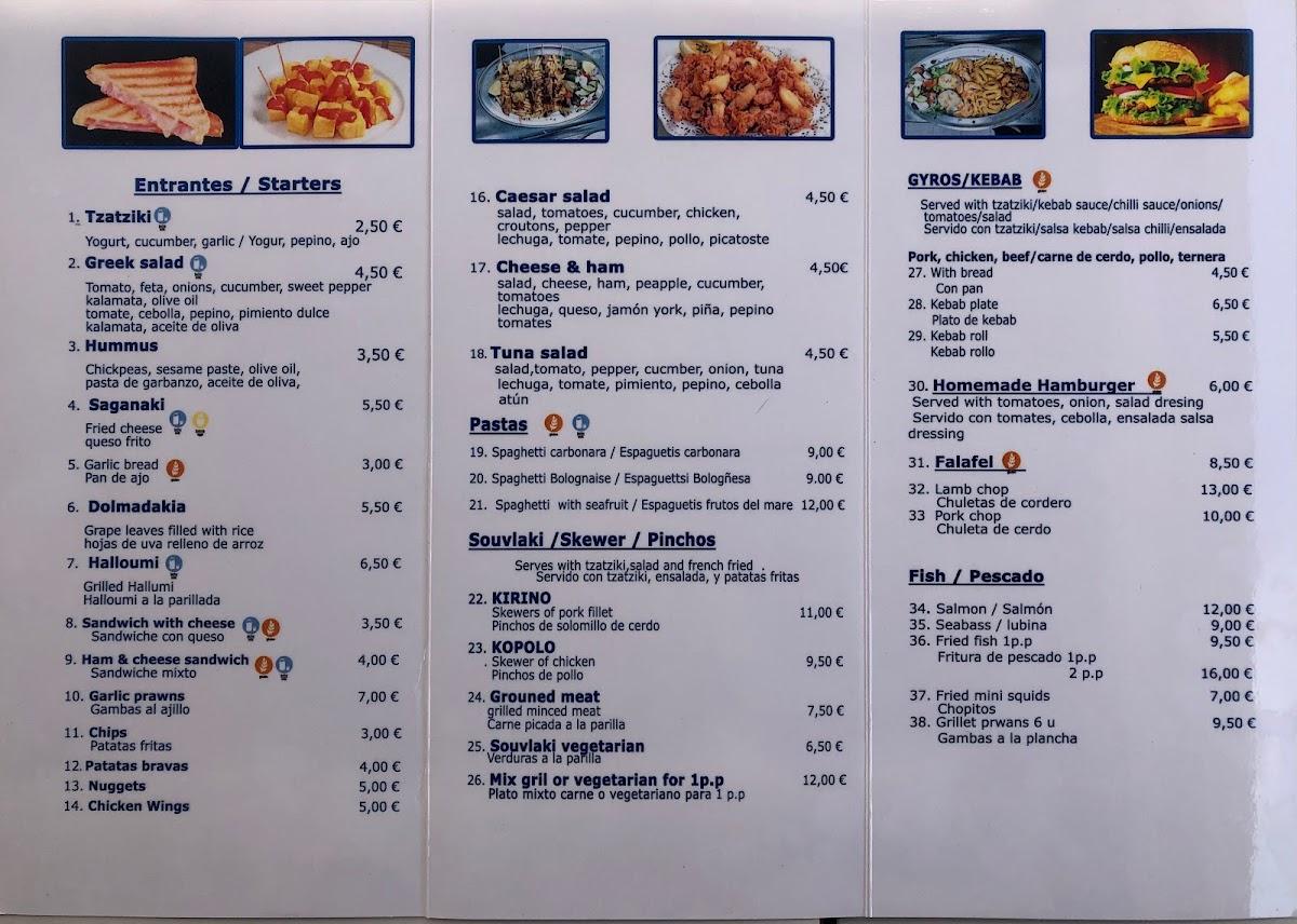 Menu at Hermes Grillhouse restaurant, Torrevieja