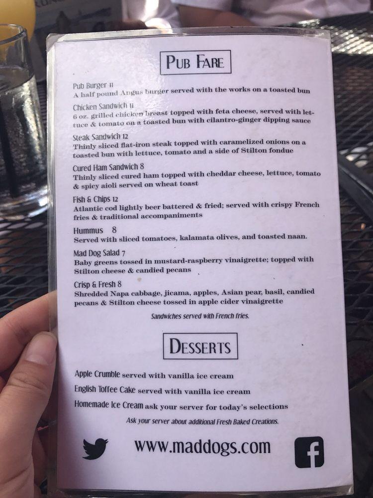 Menu at Mad Dogs & Englishmen restaurant, Tampa