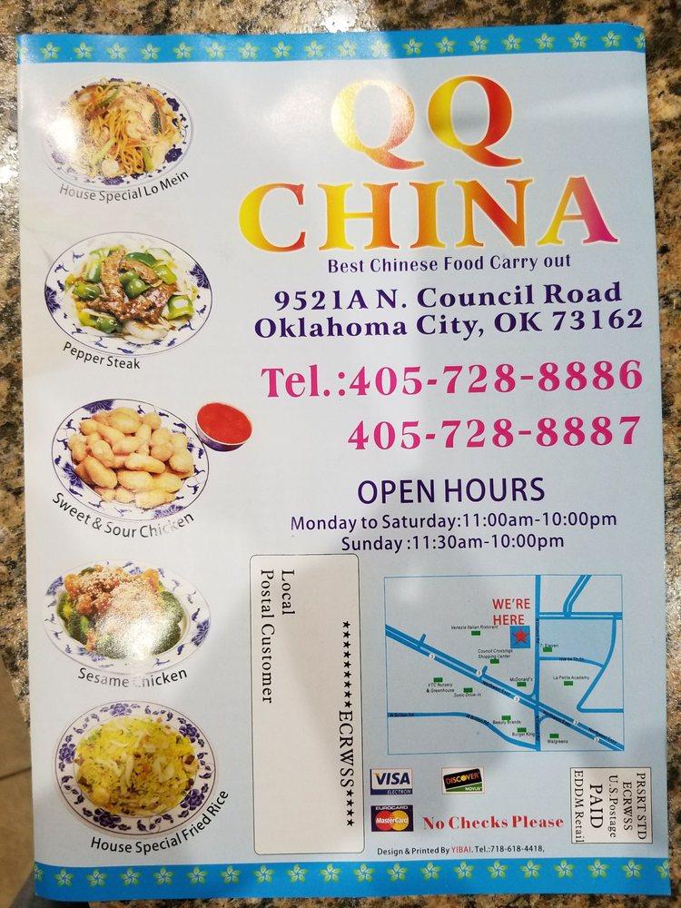Menu at QQ China restaurant, Oklahoma City