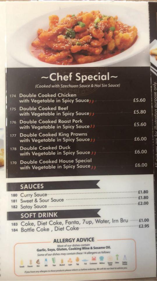Menu at THE HOME CHINESE TAKEAWAY restaurant, Poole