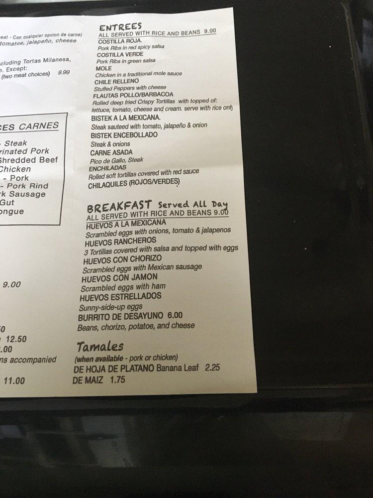 Menu at Tacos La Tia restaurant, Muskogee, 604 East Side Blvd