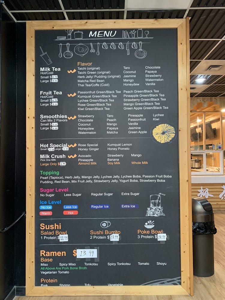 Menu at Tai Chi Bubble Tea restaurant, Chicago