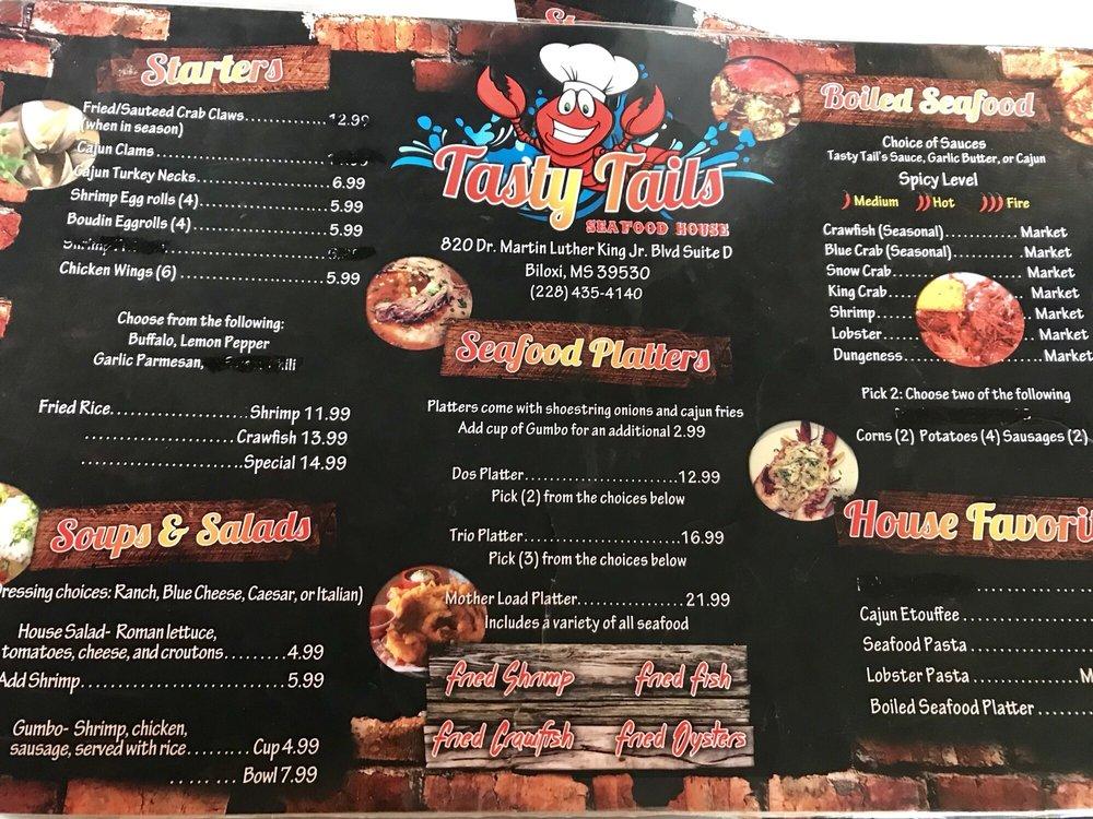 Menu at Tasty Tails Seafood House restaurant, Biloxi