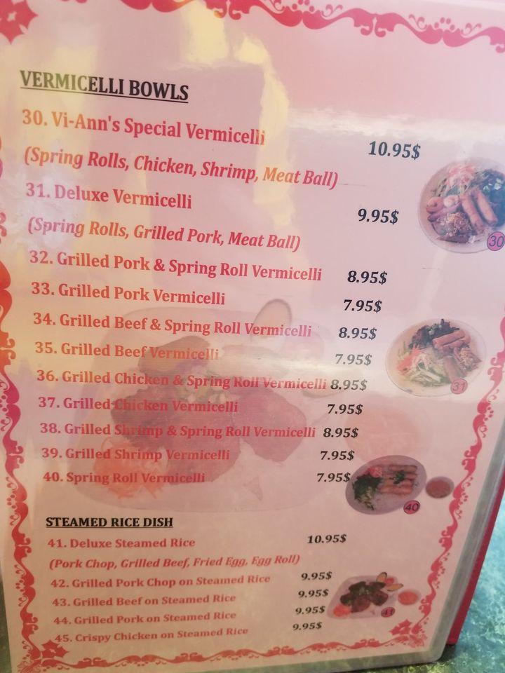 Menu at Vi-Ann Restaurant, Winnipeg, Notre Dame Ave