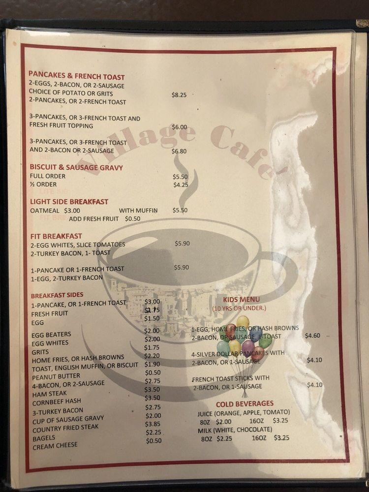 Menu at Village Cafe, DeLand, Orange Camp Rd