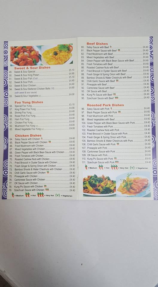 Menu at Village Chippy fast food, Stalybridge