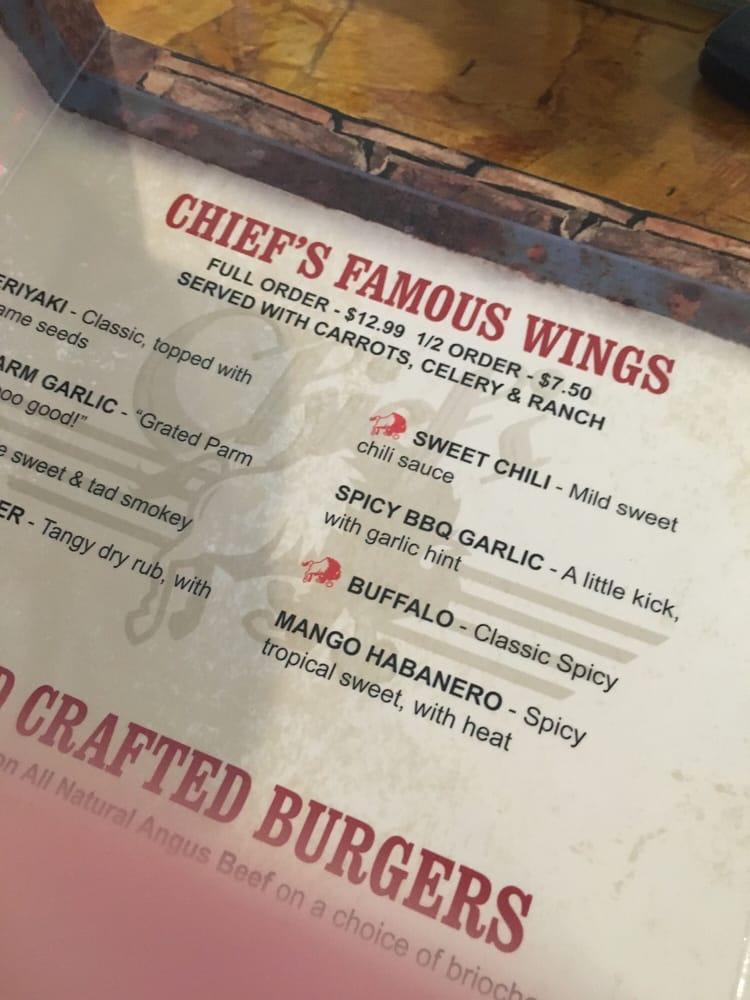 Menu at Chief's Burgers & Brew restaurant, Solana Beach