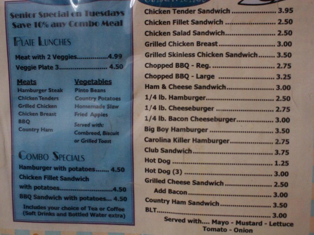 Menu at Coffee Break restaurant, Stuart