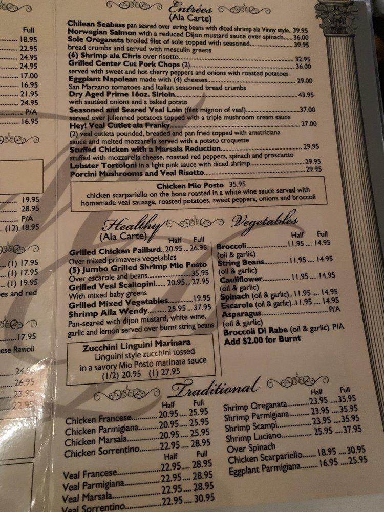 Menu at Mio Posto Merrick restaurant, Merrick