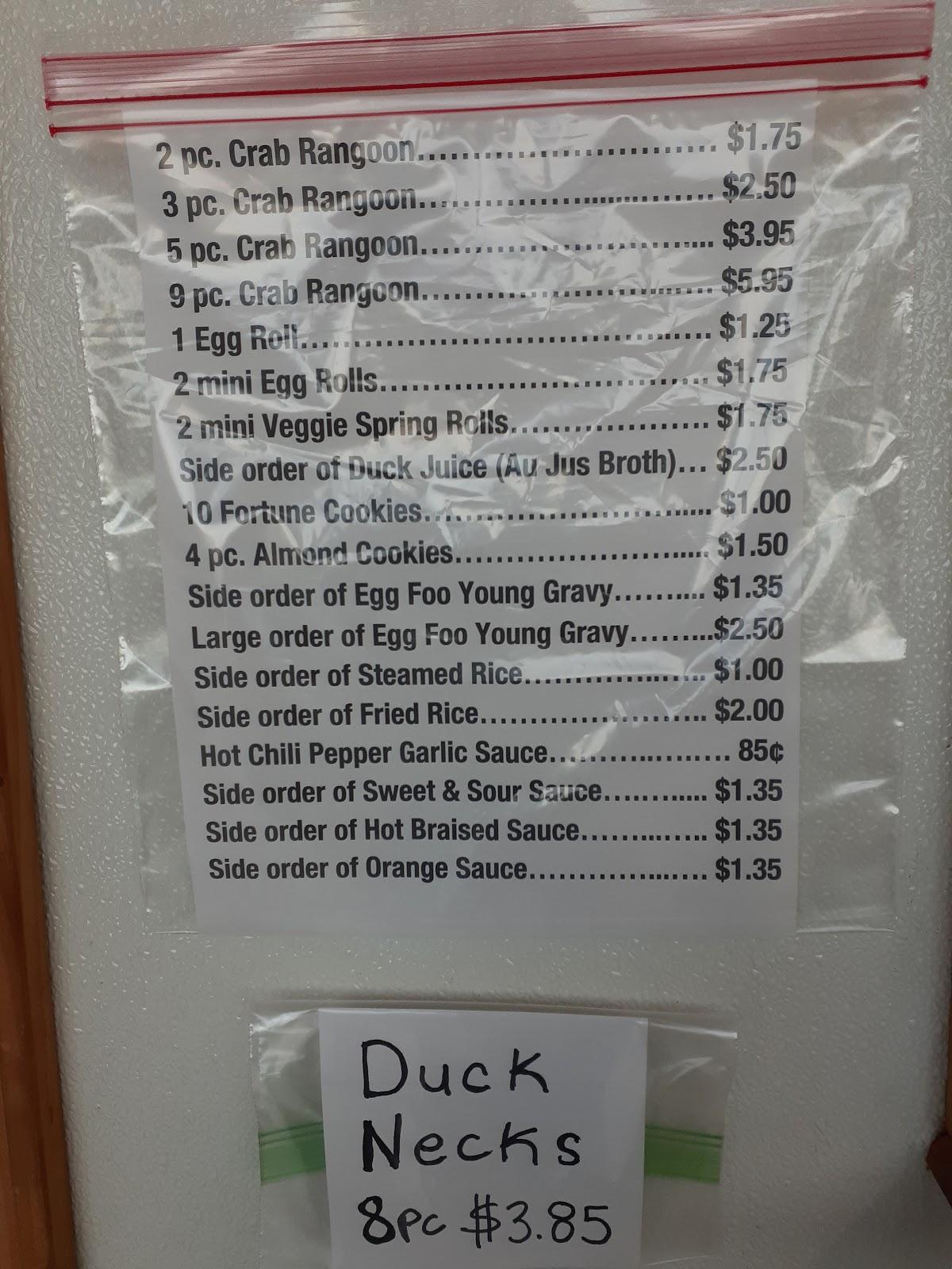 Menu at Sun Sing House restaurant, Woodson Terrace