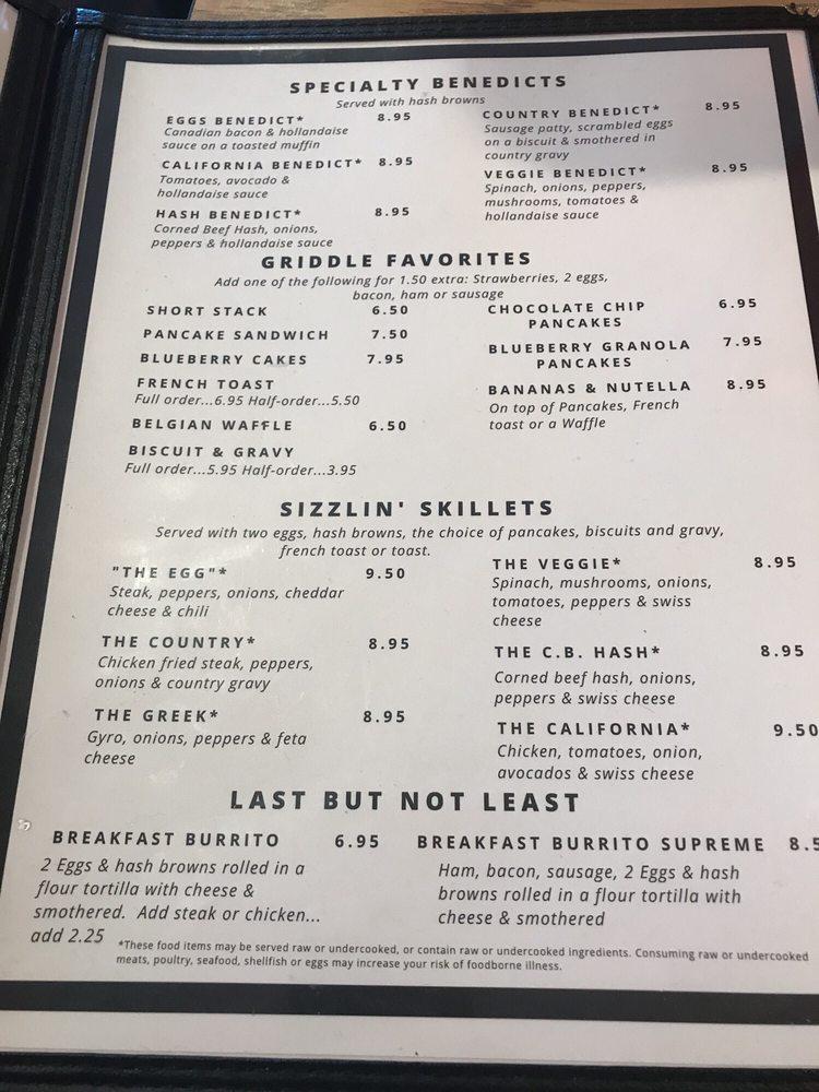 Menu at The Egg restaurant, Highlands Ranch