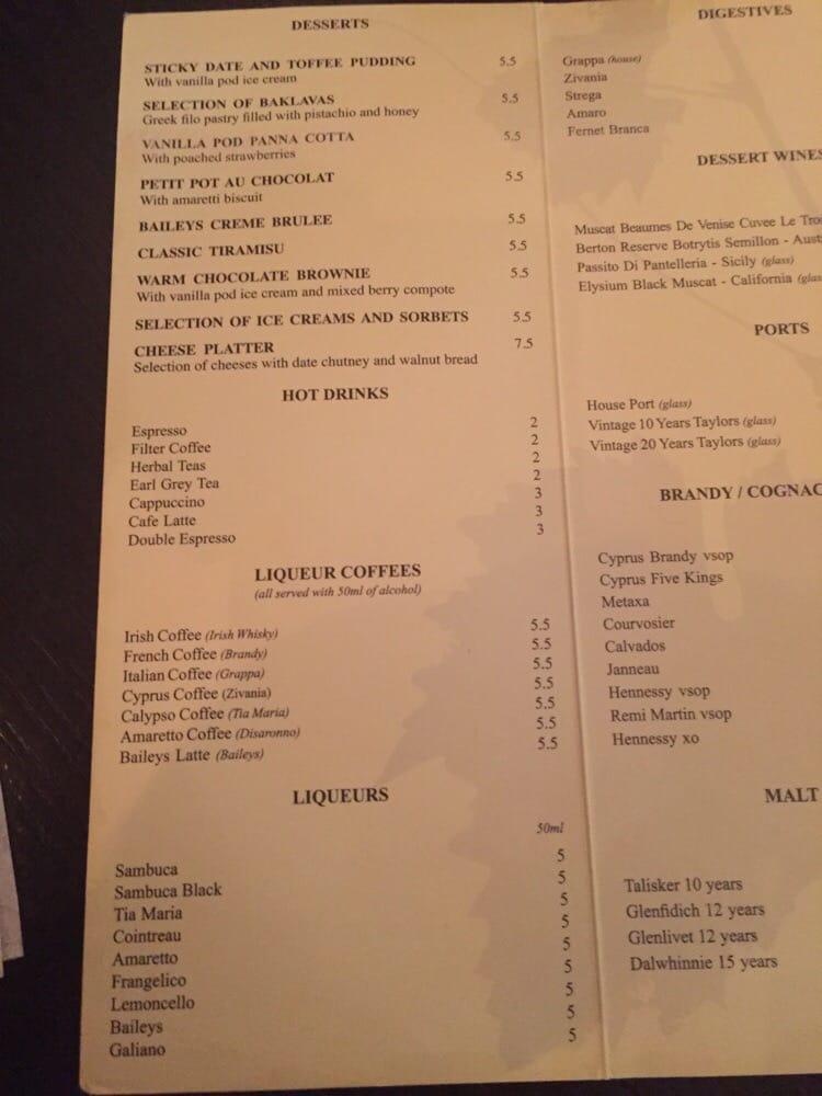 Menu at Aqua Bar & Grill - Croydon, Croydon, 35 S End