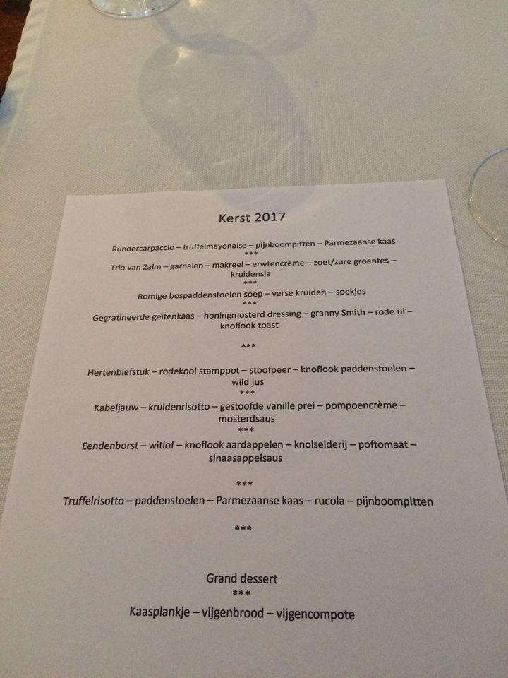 Menu at De Lachende Gans, Werkendam
