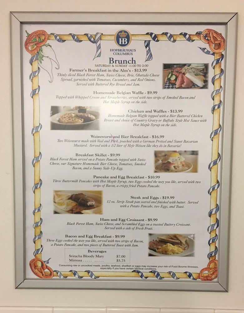 Menu at Hofbräuhaus Columbus pub & bar, Columbus, 800 Goodale Blvd