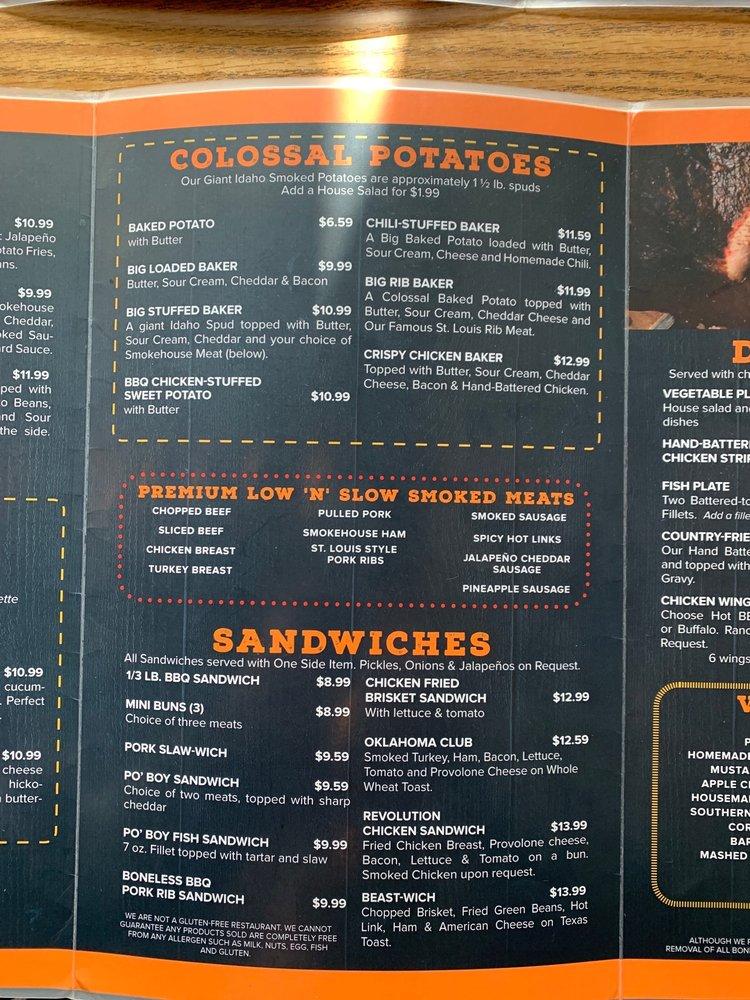 Menu at Main Street Barbecue, Durant