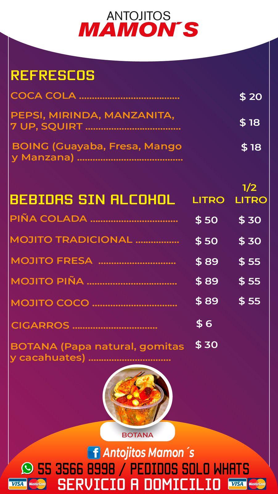 Carta del restaurante ANTOJITOS MAMON´S, Ciudad del México